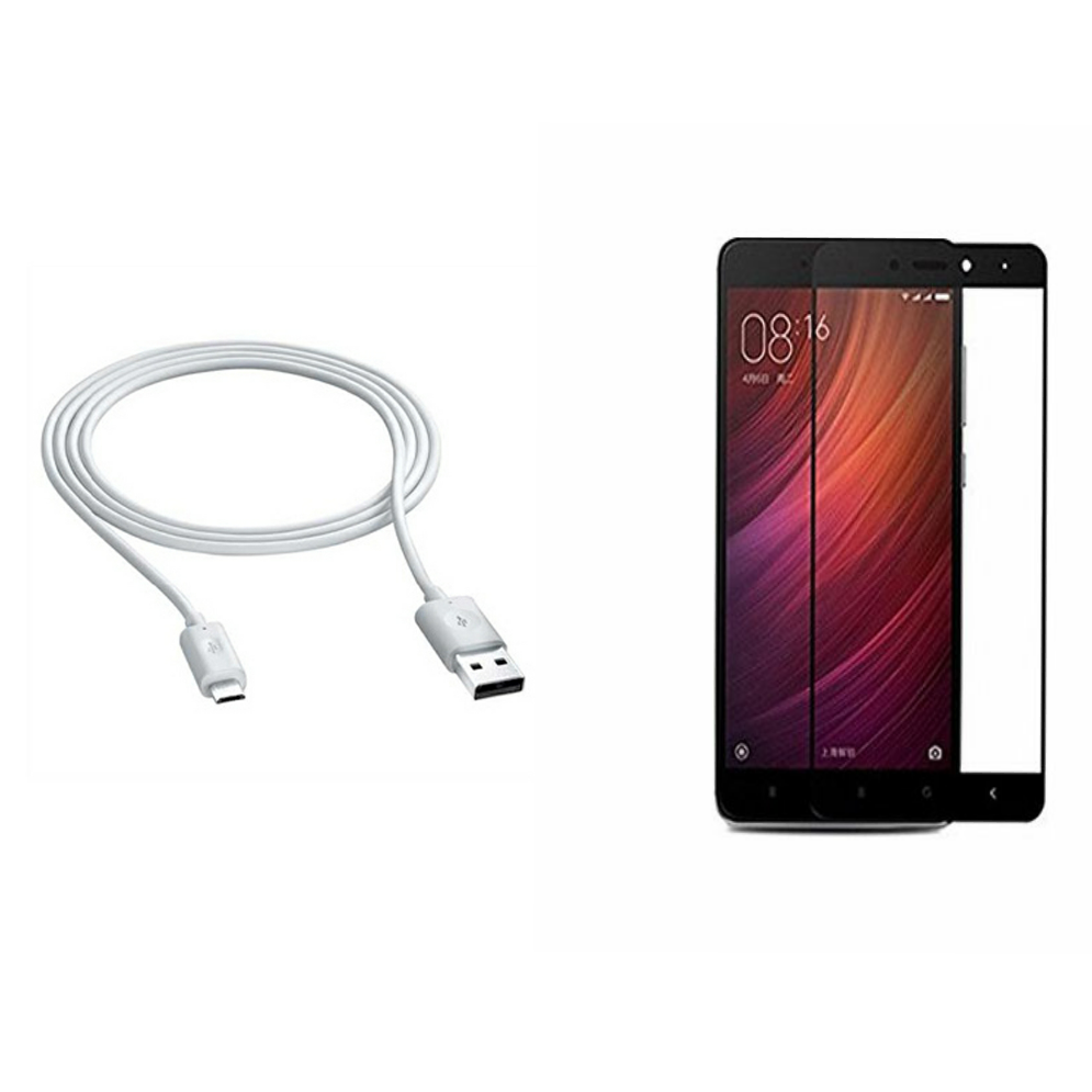 Buy Combo Pack Of 1 Redmi Note 4 BLACK Tempered Glass + 1 USB/Data ...