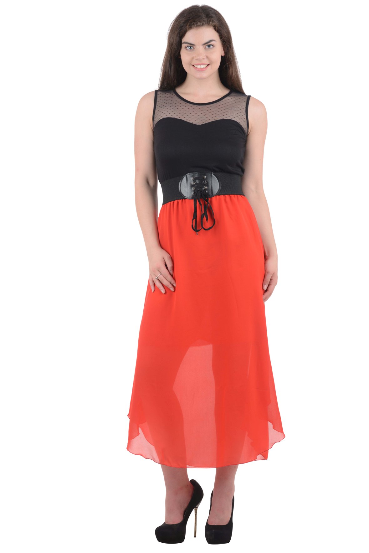 Buy Raabta Black with Red LS Dress Online @ ₹342 from ShopClues