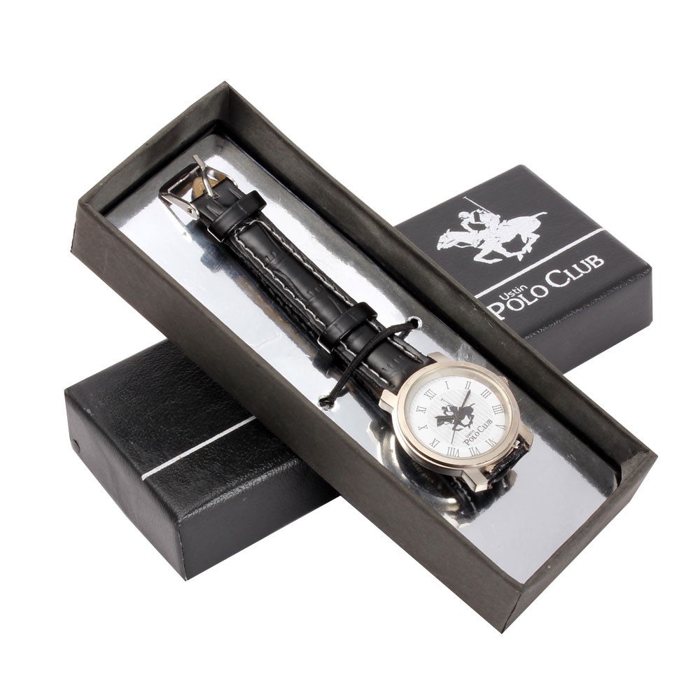 Stylish Austin POLO CLUB Wrist Watch for Men in Black Leather Strap ...