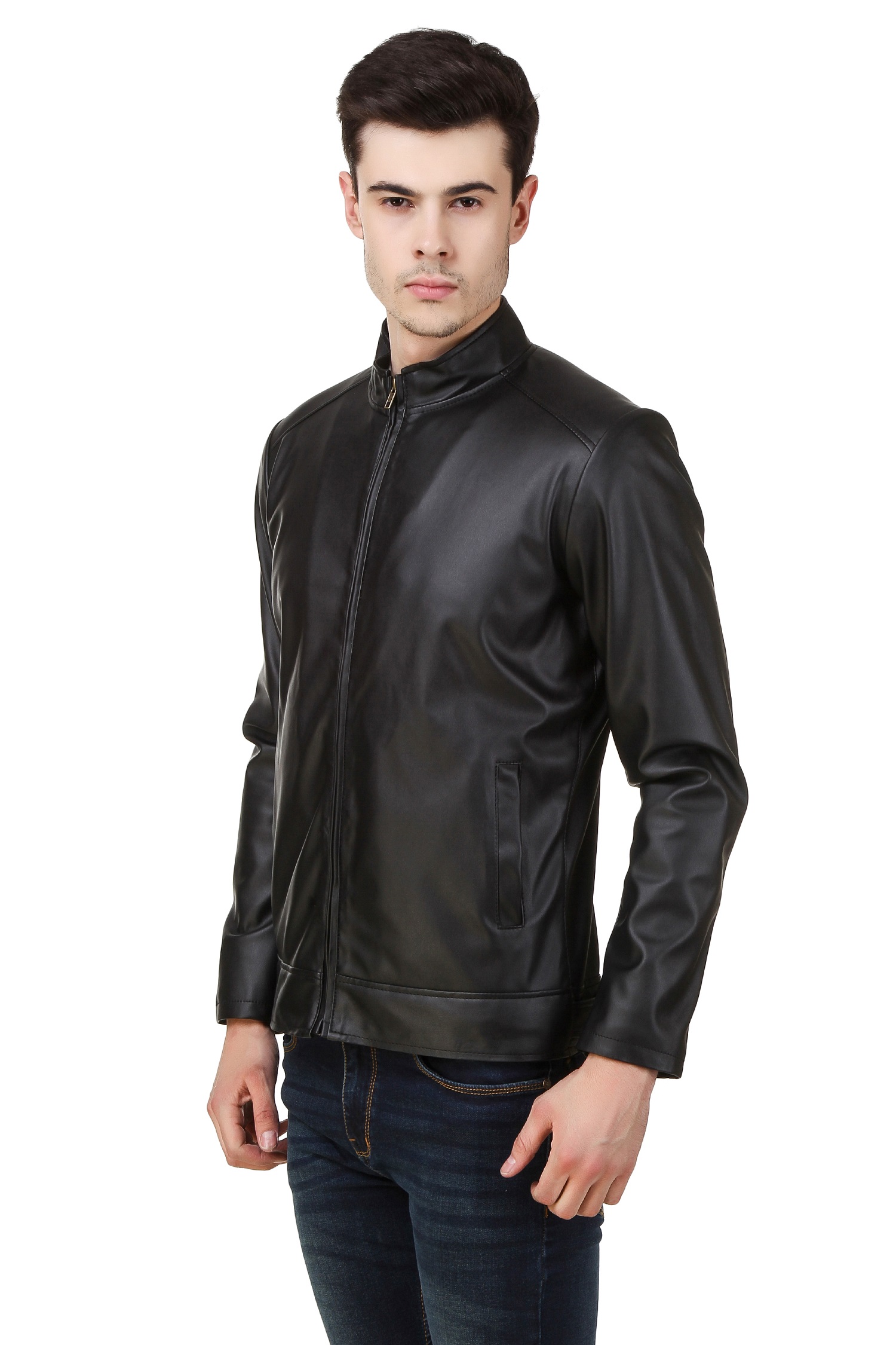 Buy Leather Retail Black Plain Jacket Online @ ₹1499 from ShopClues