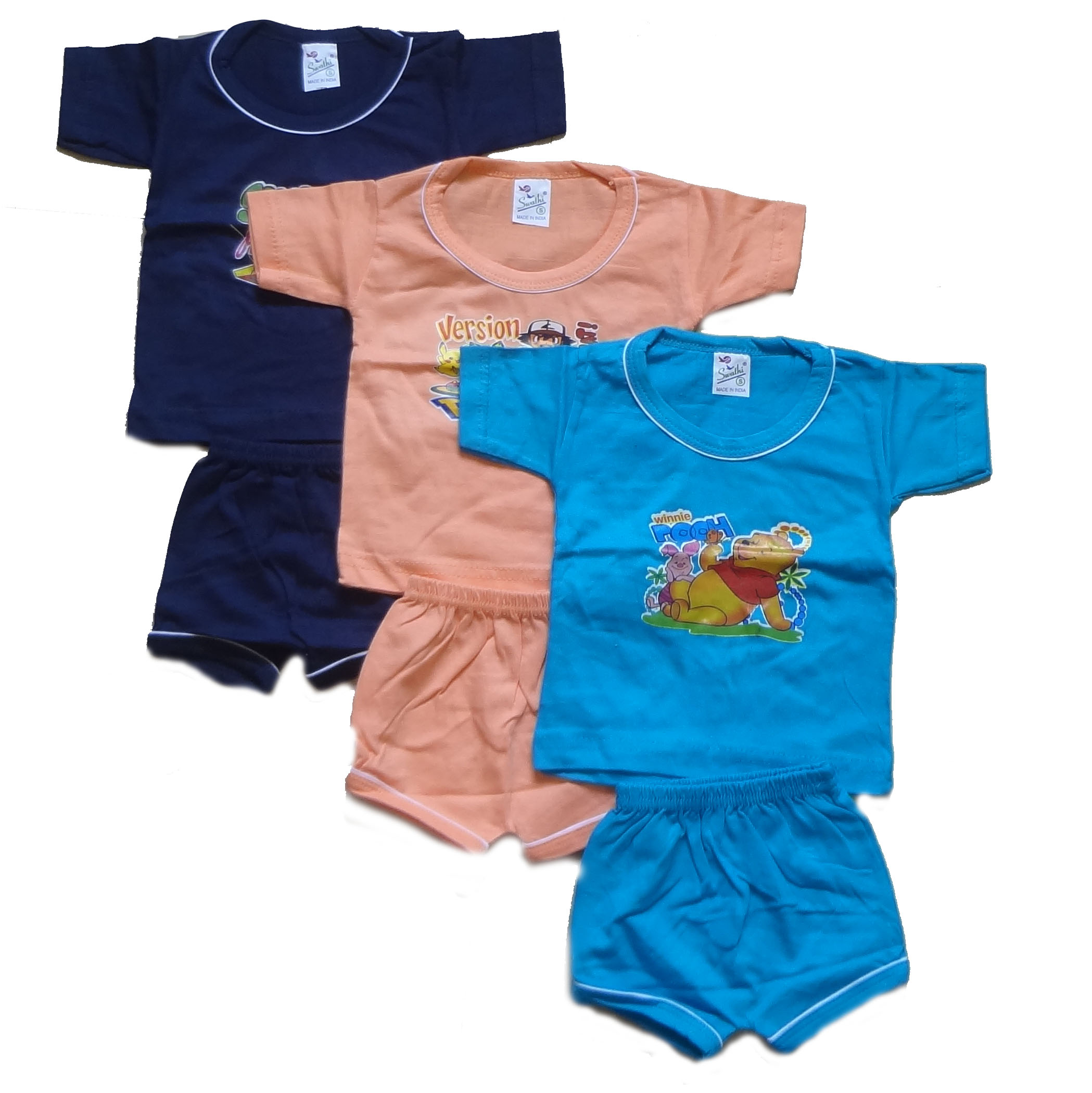 Buy Kavya Fashion half Sleeve Plain Baba Shut for kids pack of 3 Online ...