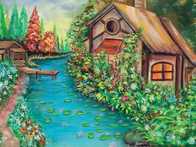 Gloob Inner Framed Canvas Painting Of River House Wall (GDCPGL0080M) In ...