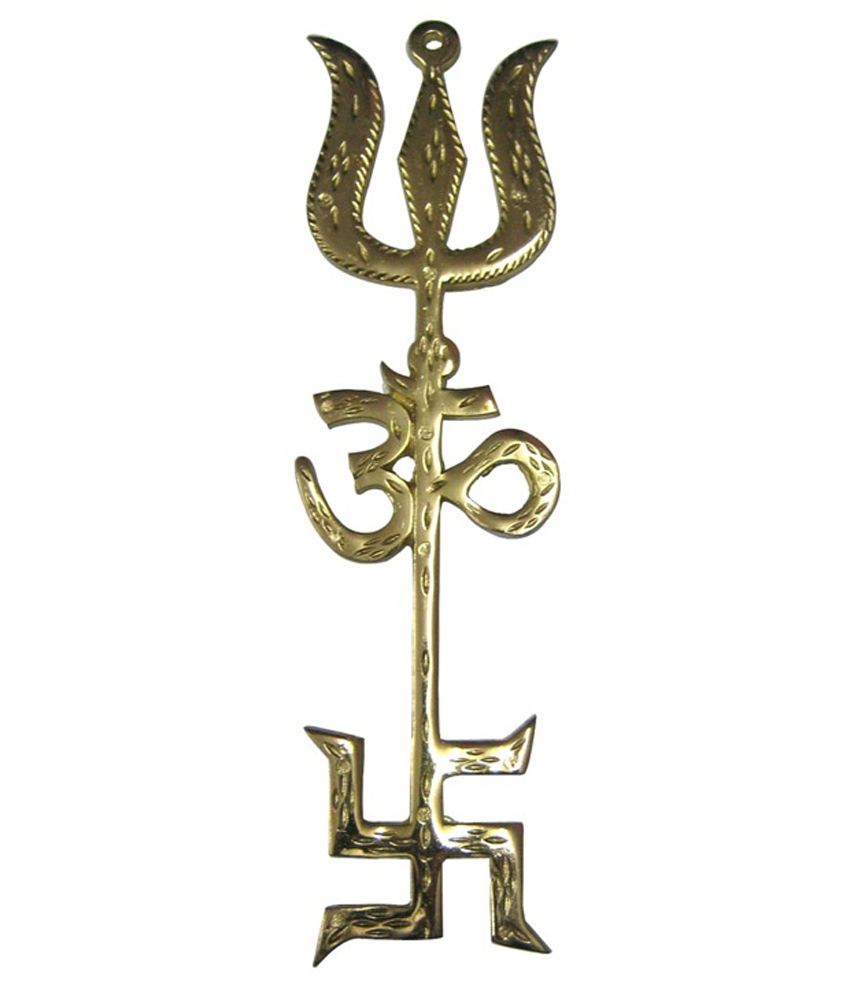 BIG SIZE ASHTADHATU Tri shakti Yantra (Swastik Om Trishul Symbol) ( 8.5 ...