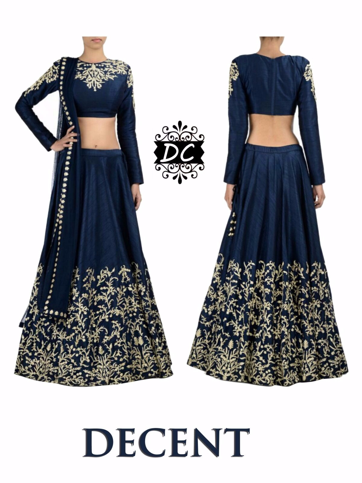 Buy Aagaman Fine-looking Blue Colored Embroidered Art Silk Lehenga ...