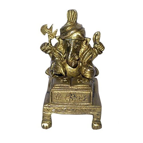 Buy Brass Metal Statue Of Lord Small Ganesha Writing And Fine Work By ...