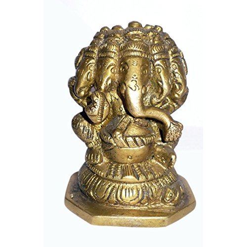 Buy Brass Metal Five Face Ganesh Collectible Statue By Bharat Haat ...
