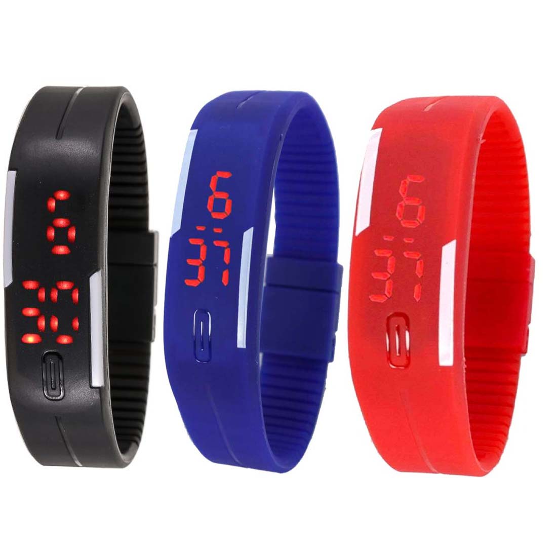 Buy Crude Kid's Combo of 3 Digital Band-rg629 with Adjustable PU Strap ...