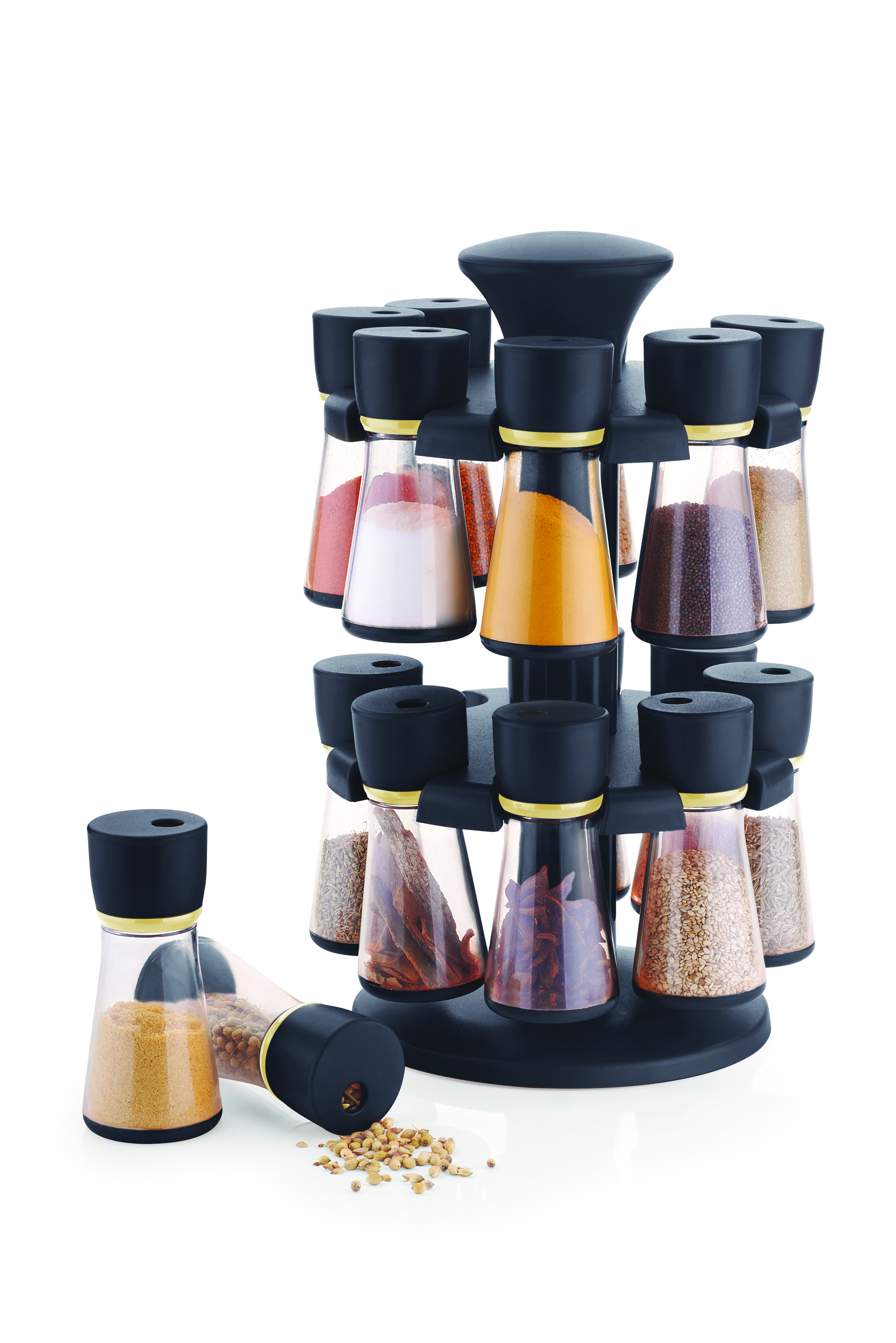 Buy Ankur Revolving Spice Rack / Masala Rack, Black ABS Plastic Box 16 ...