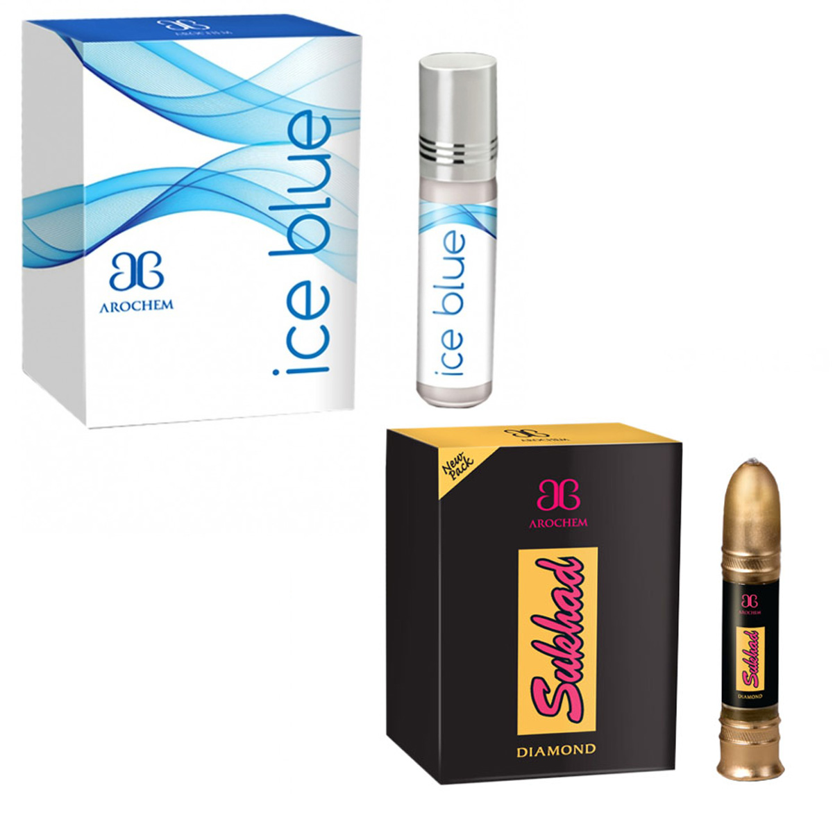 Buy Set Of 2 Arochem Ice Blue And Diamond Sukhad Attar fragrance ...