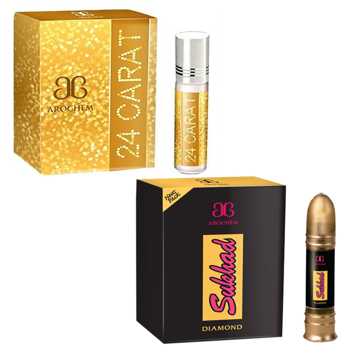 Buy Set Of 2 Arochem 24 Carat And Diamond Sukhad Attar fragrance ...
