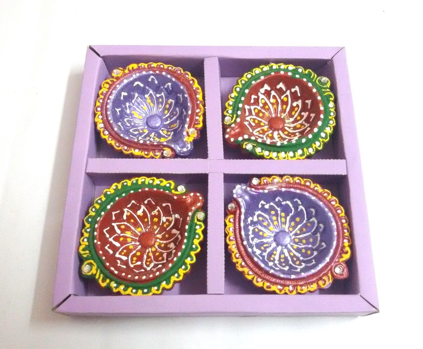 Shop Details about Diwali -Beautiful Designer Diya Set Hand Painted ...