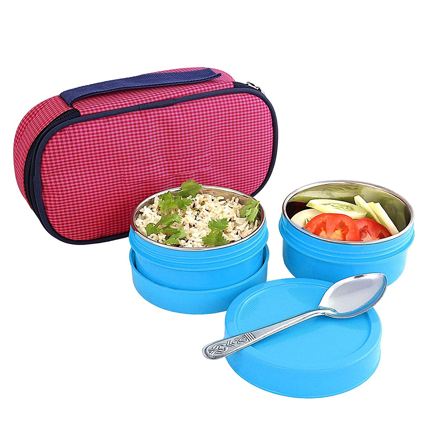 Buy BMS MaxFresh 2 in 1 Steel & Polypropylene Lunch Box Set, 4 Pieces ...