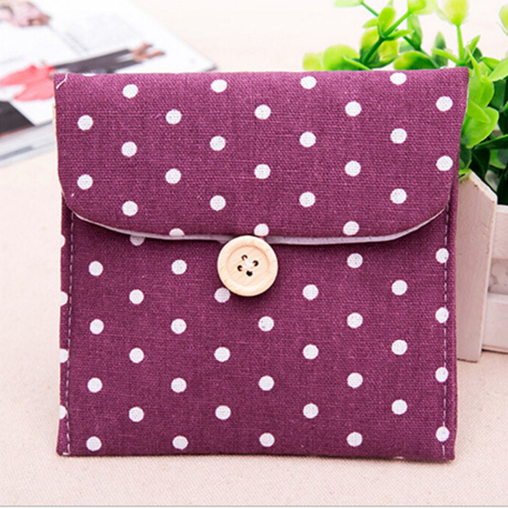 Buy 2pc Cotton Pouch Purse Pad Holder Handbag Girls Gift Polka Dot ...