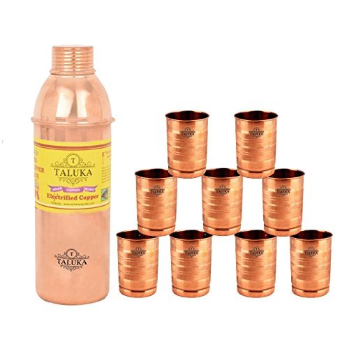 Buy Taluka Pure Copper Handmade Quality Set 1 Copper Bottle With 9 ... Buy Taluka Pure Copper Handmade Quality Set 1 Copper Bottle With 9 ...