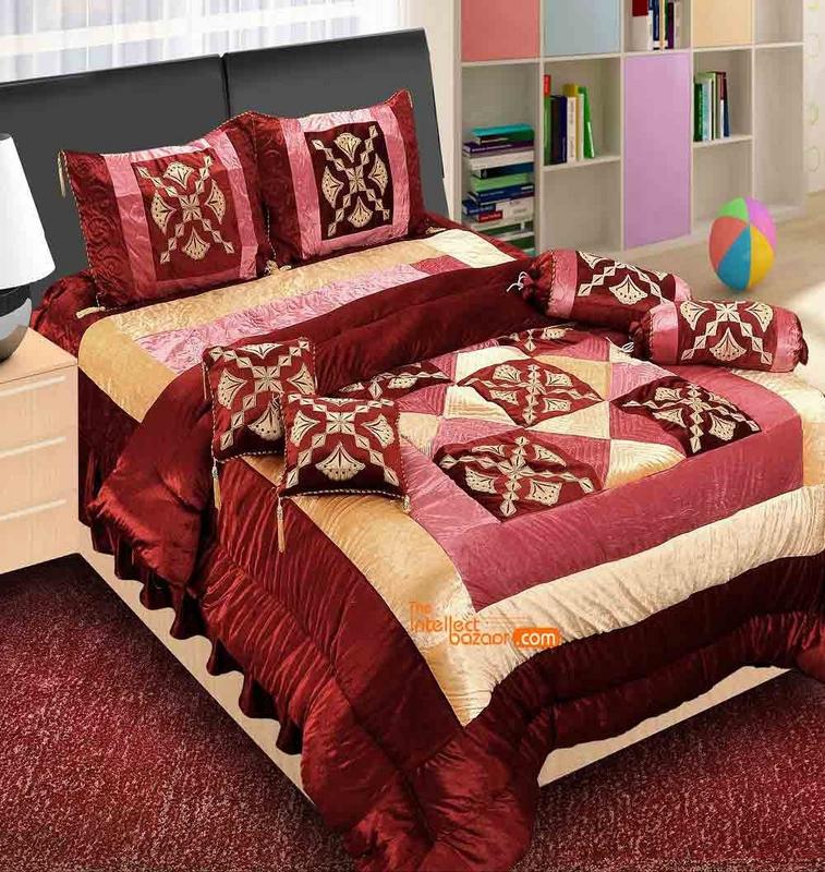 Buy The Intellect Bazaar 7 Pc Lycra Luxury Designer Wedding Bedding Set ...