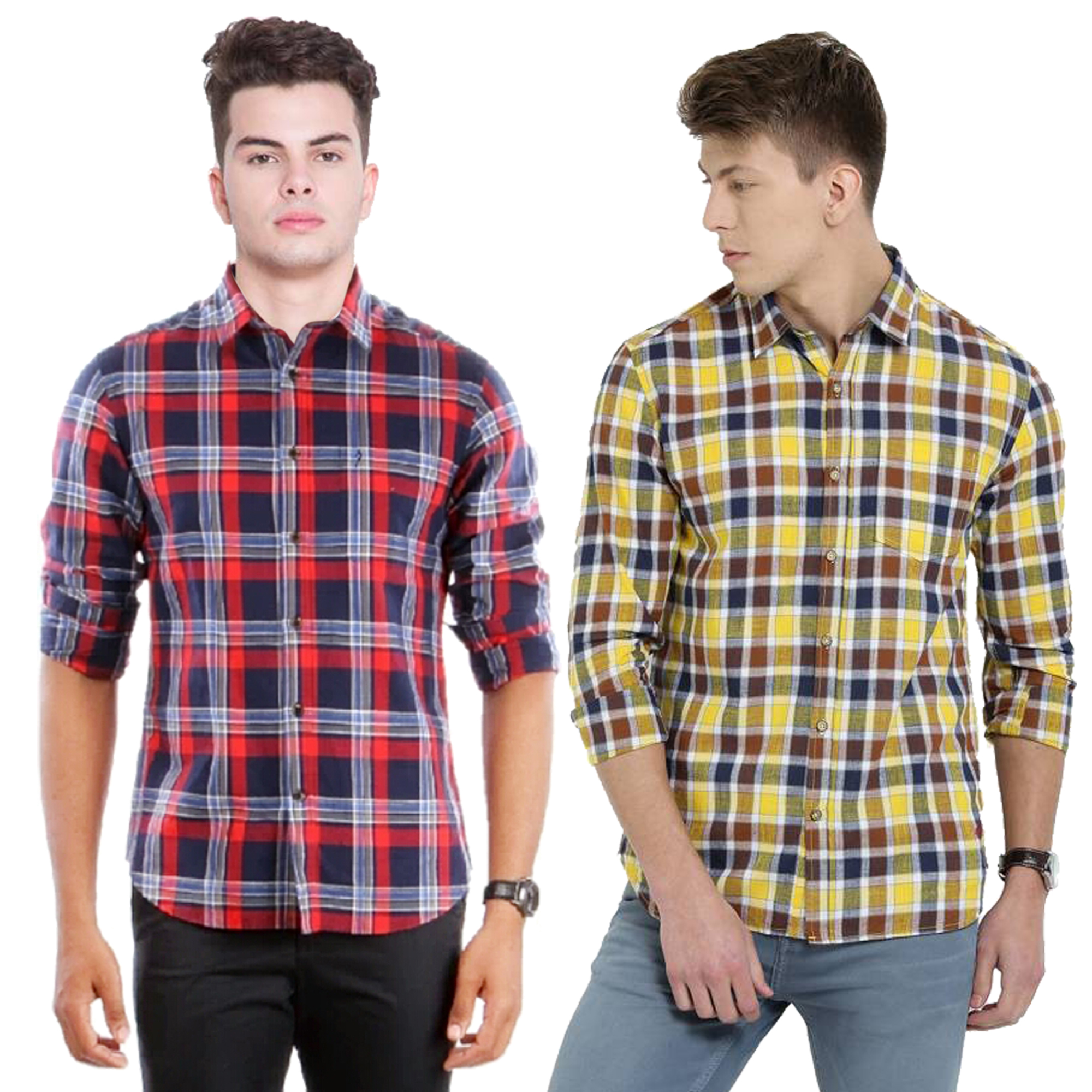 Buy Blue Origin BL Check Casual Poly-Cotton Shirt For Men Combo Of 2 ...