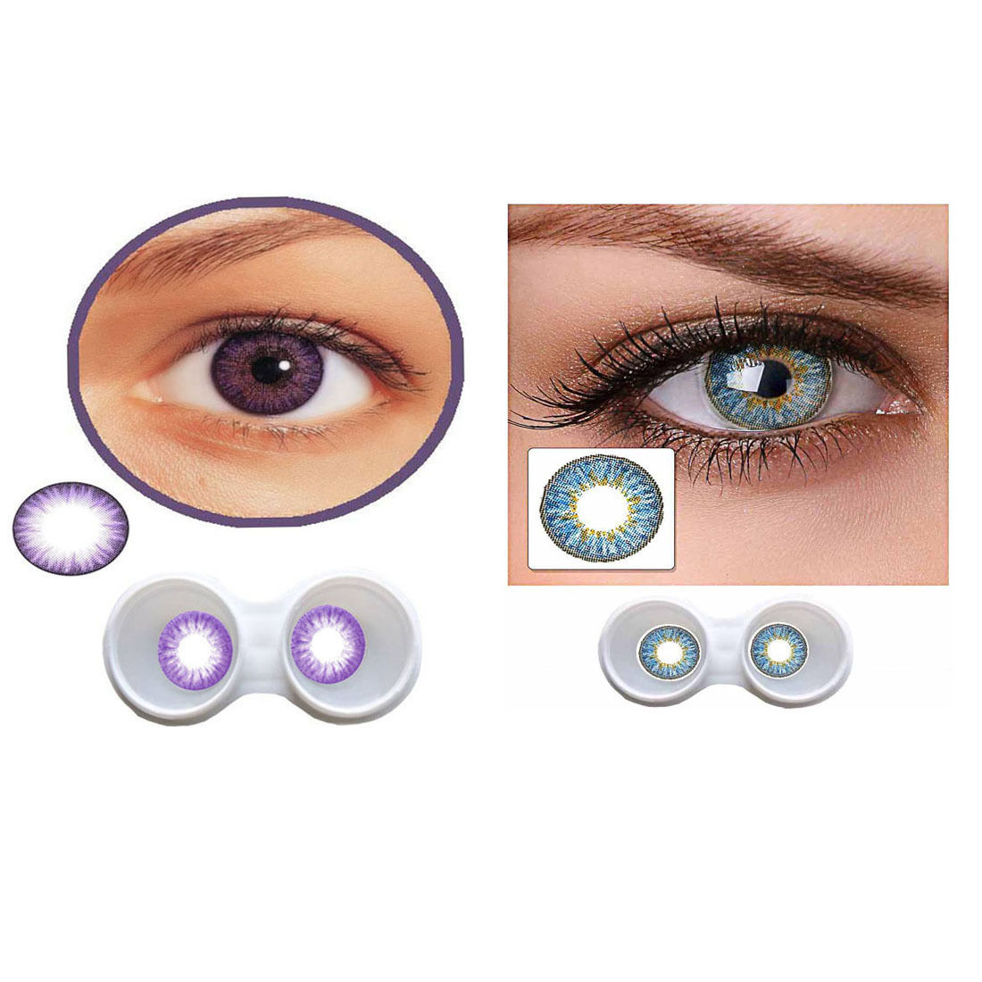 Buy i-look Violet & Aqua Colour Monthly(Zero Power) Contact Lens Online ...