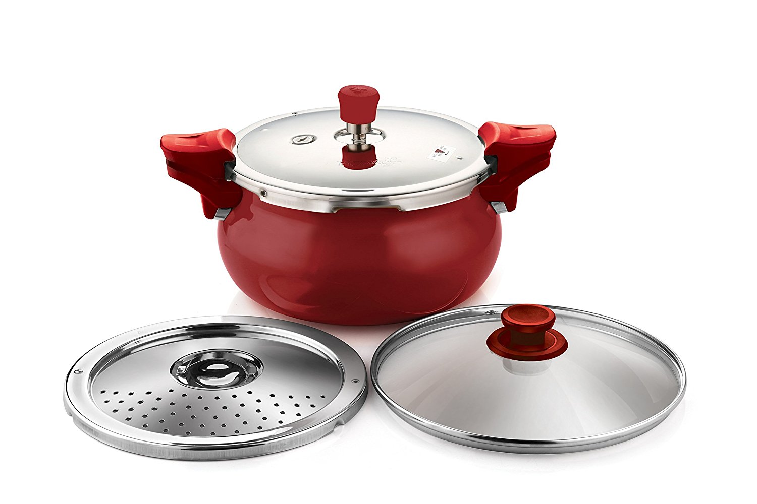 Buy Pigeon All In One Super Cooker 5.0 Ltr Red Ceramic Online @ ₹3195 ...