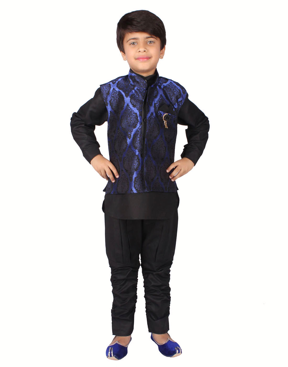 Buy DELHIITE Boys Indo-Western 1 Kurta, 1 Breeches & 1 Jacket Set In ...