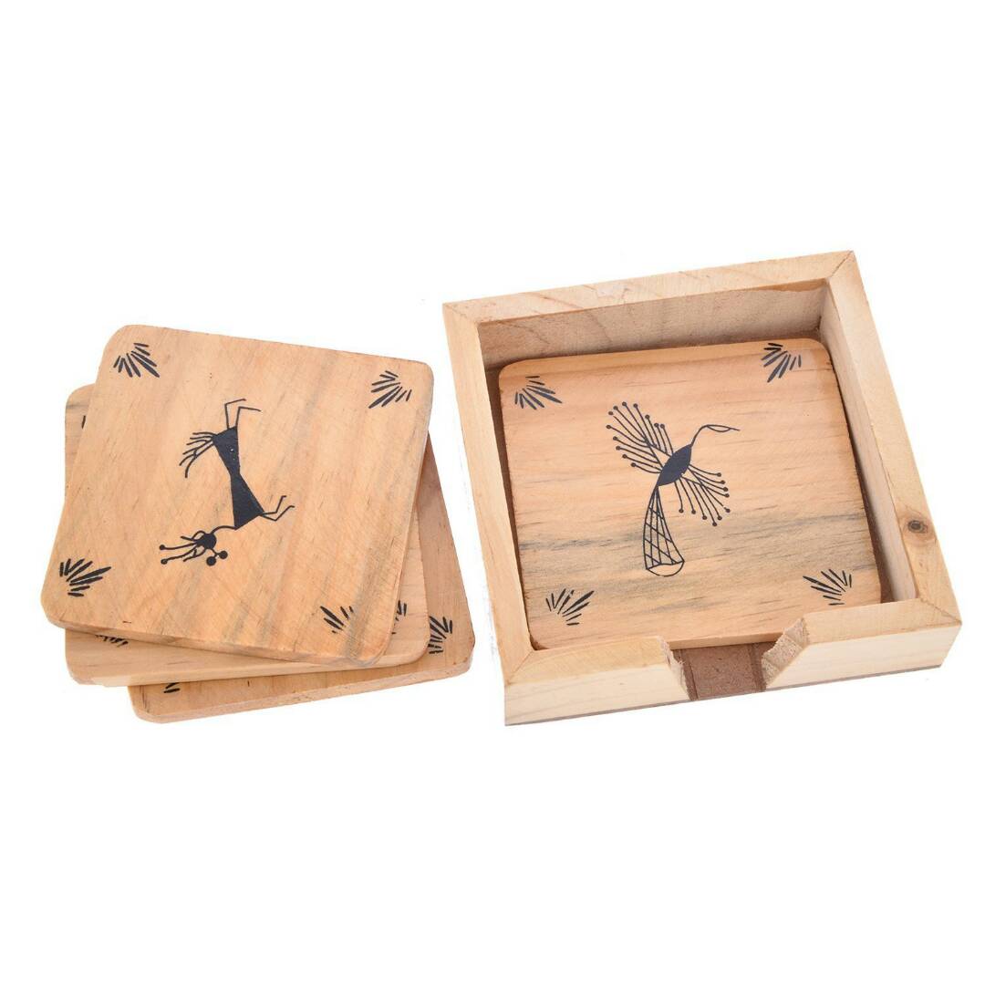 Buy Maruti Rajasthani Handicraft Wooden Handmade Tea Coasters Set ...