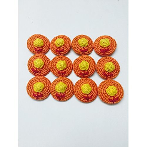 Buy 6 Pieces of Crochet Buttons Orange & Yellow colour buttons in ...