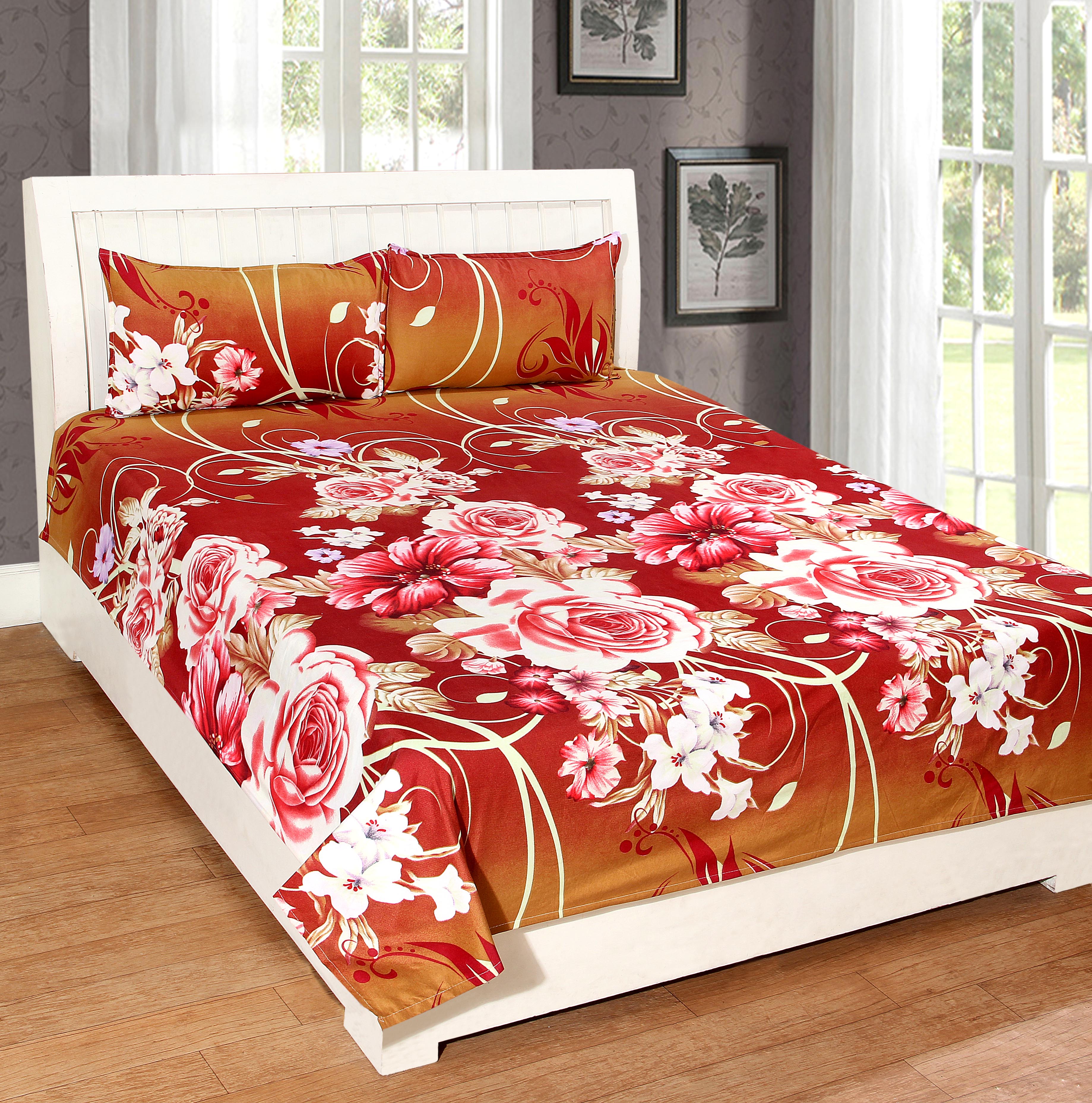 Buy STOP N SHOP COMBO OF 4 GLACE COTTON DOUBLE BED SHEETS WITH 8 PILLOW ...