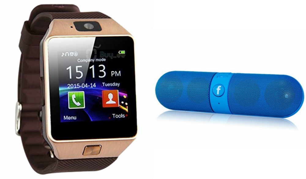 Buy Zemini DZ09 Smartwatch and Facebook Pill Bluetooth Speaker for ...