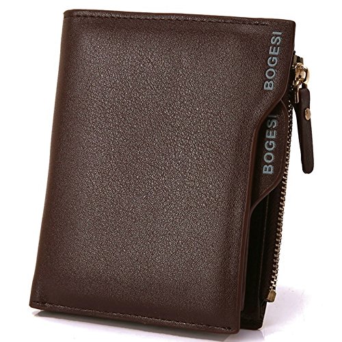 Bogesi Stylish Leather bi-fold Wallet Credit CardHolder for Men (Brown)