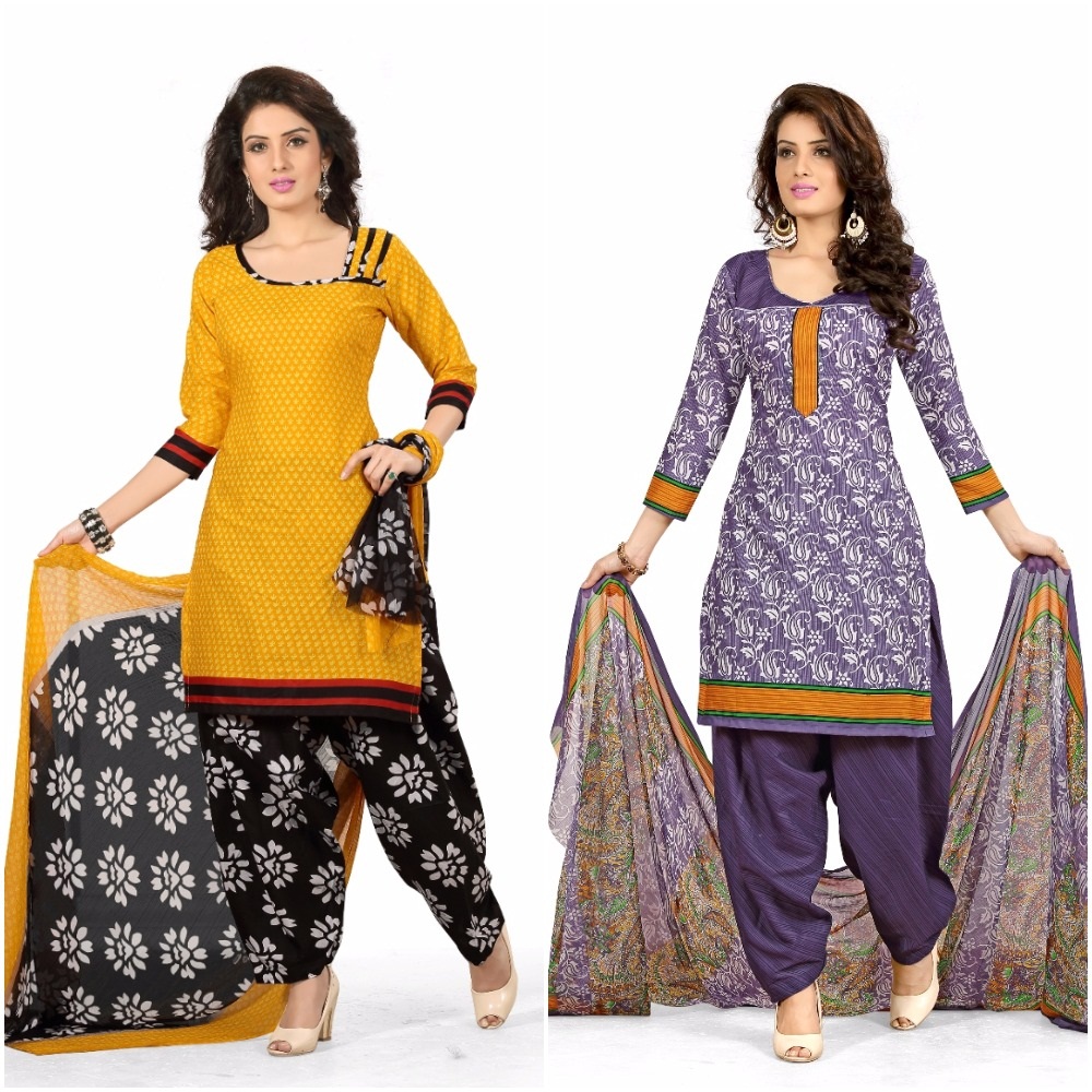 Buy The Four Hundred Women's PolyCotton Printed Free Size Unstitched ...