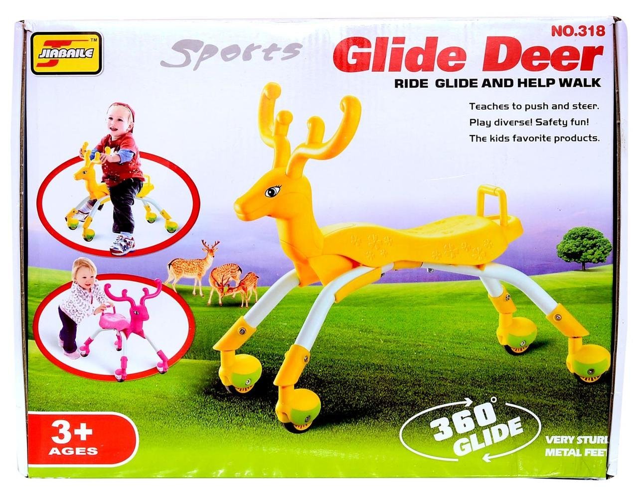 Buy Planet Of Toys Glider Deer Walker (360 Degree Glide) For Kids ...