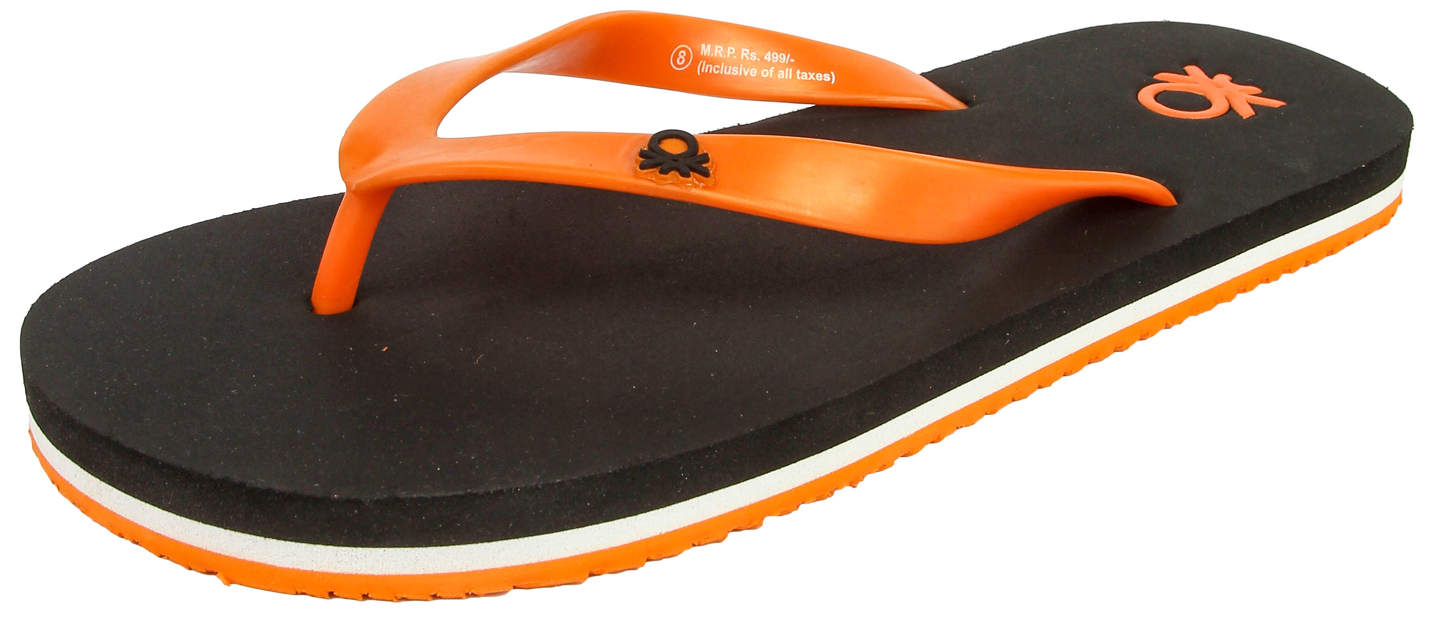 Buy United Colors Of Benetton Mens Black and Orange Flip Flops Online ...