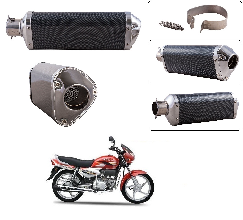 Buy AutoStark Triangle Carbon Finish Silencer Muffler Exhaust Silver ...