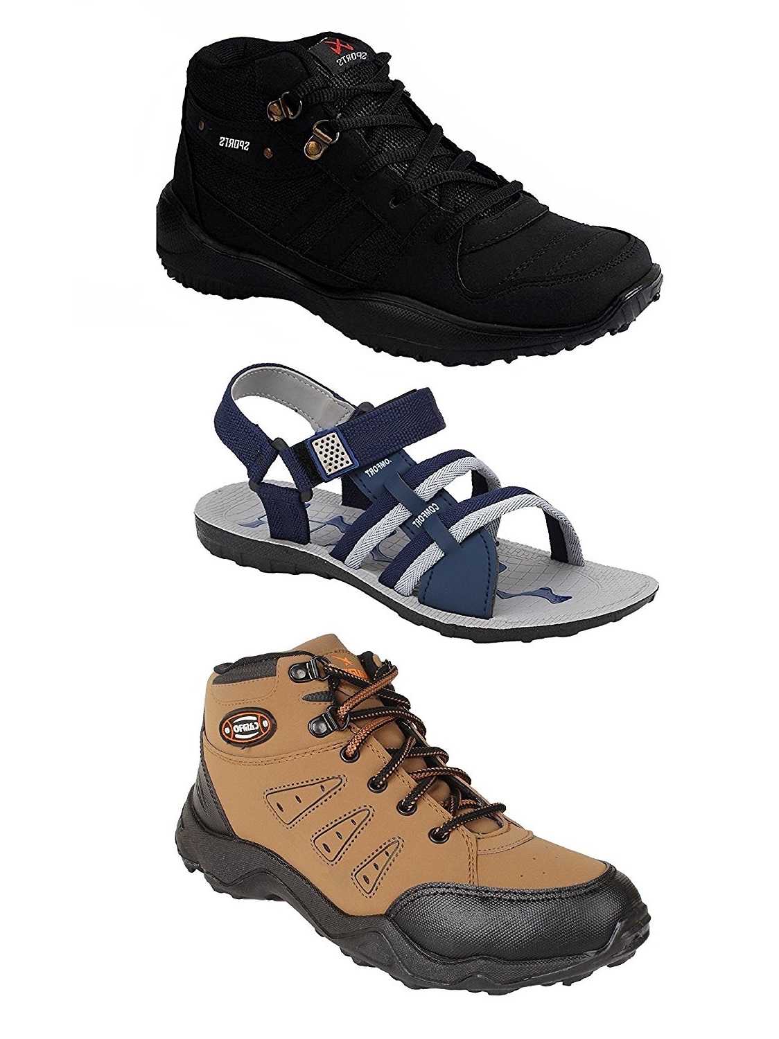 Buy Chevit Men's Multicolor Running Shoes (Pack Of 3) Online @ ₹1497 ...