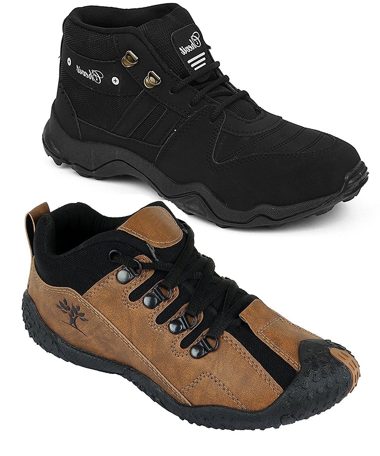 Buy Chevit Men's Black & Brown Training Shoes (Pack Of 2) Online @ ₹998 ...