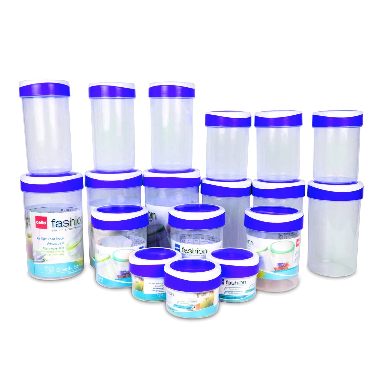 Buy Cello Fashion Container Set, 18-Pieces, Blue Online @ ₹1366 from ...