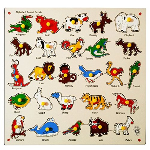 Buy Skillofun Alphabet Animal Puzzle Tray with Picture and Knobs Online ...