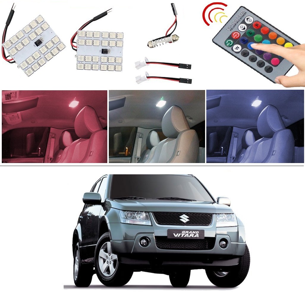 Buy AutoStark Remote Changing Color 2Pc 24 LED SMD Car Roof Light Dome ...