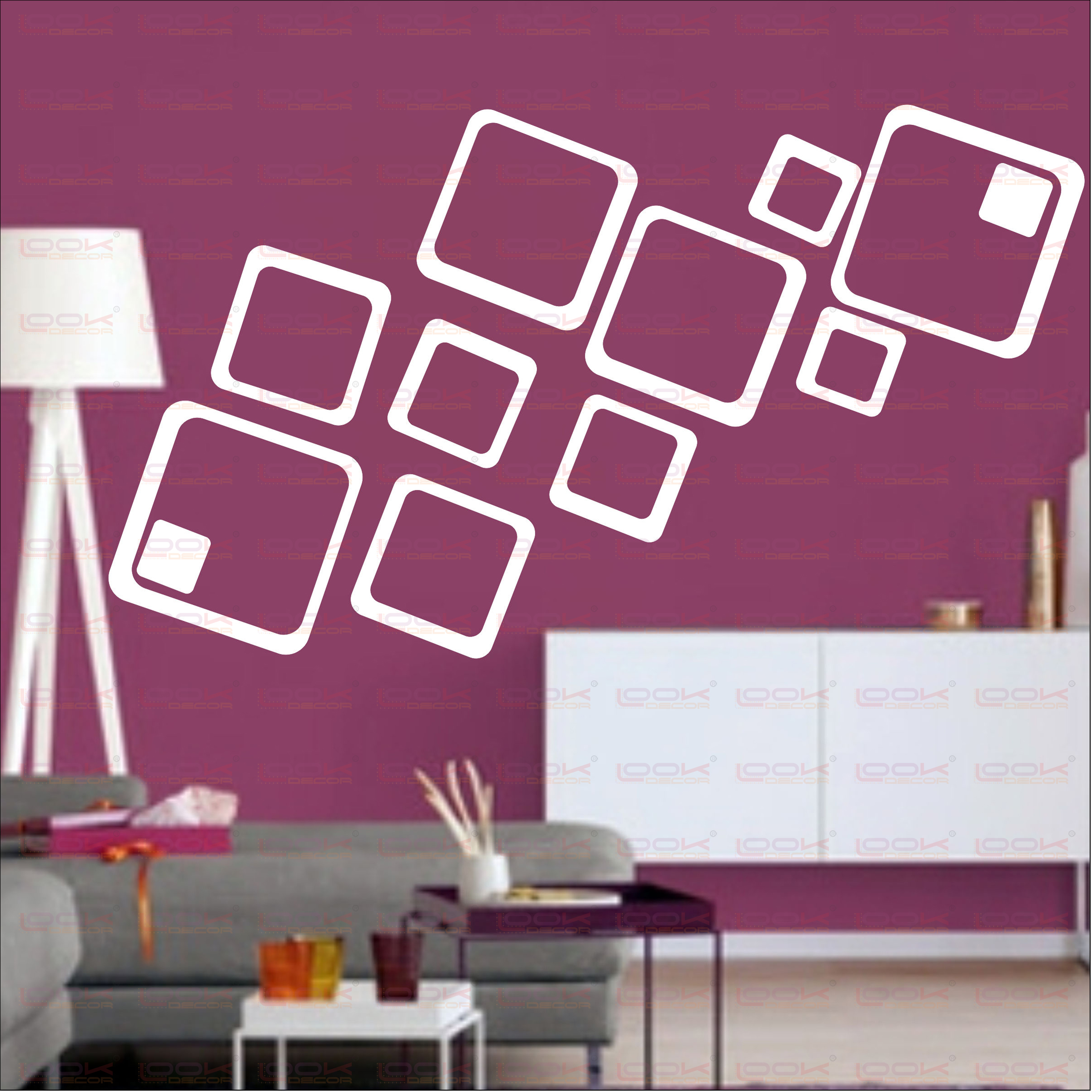 Buy LOOK DECOR 12 White Square(Pack of 12)Acrylic Sticker, 3D Acrylic ...