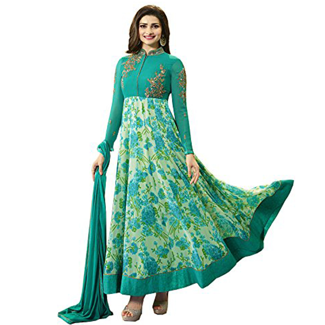 Buy All Color prachi pure Georgette Hevy Kali Work Embrodered Anarkali ...