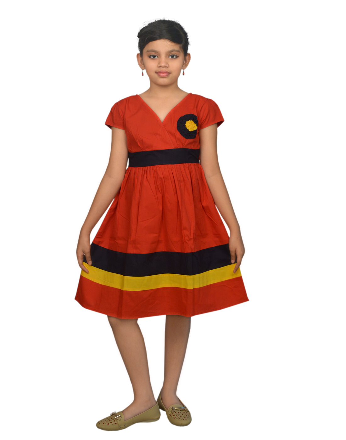 Buy Ssmitn Red Cotton Knee Length Frock for Girls (SK7011) Online ...
