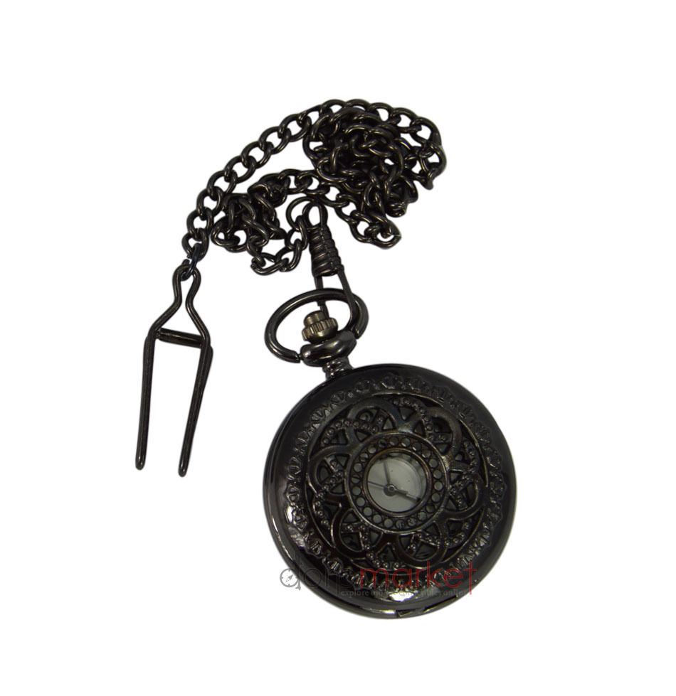 Buy Beautiful Flower Designed Black Pocket Watch , Vintage Collectible ...