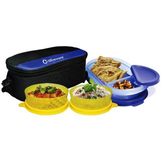 Buy Oliveware Happy Day Lunch Bag With 2 Small And 1 Oval Container ...