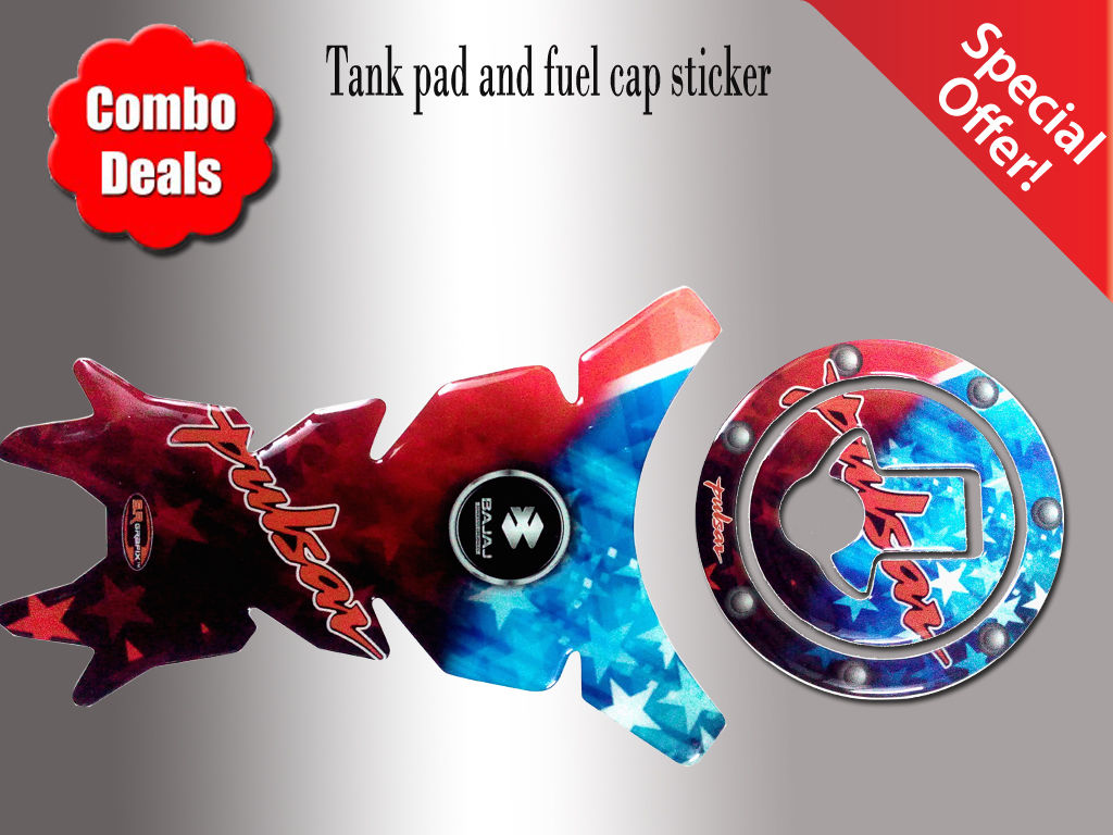 Buy COMBO Bajaj Pulsar RedBlue Customize Vinyl Tank Pad fuel cap ...