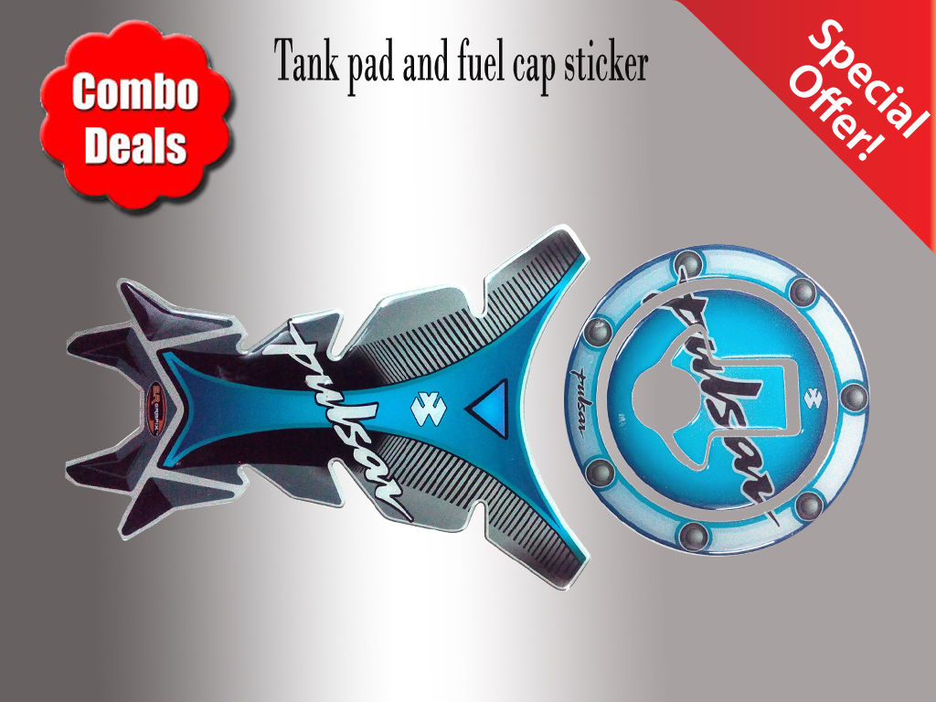 Buy COMBO Bajaj Pulsar Blue Customize Vinyl Tank Pad fuel cap Sticker ...
