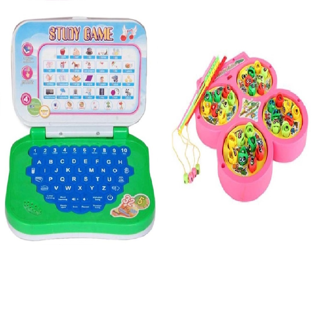 Buy New Pinch Combo of English Mini Laptop with Musical Fish Catching ...