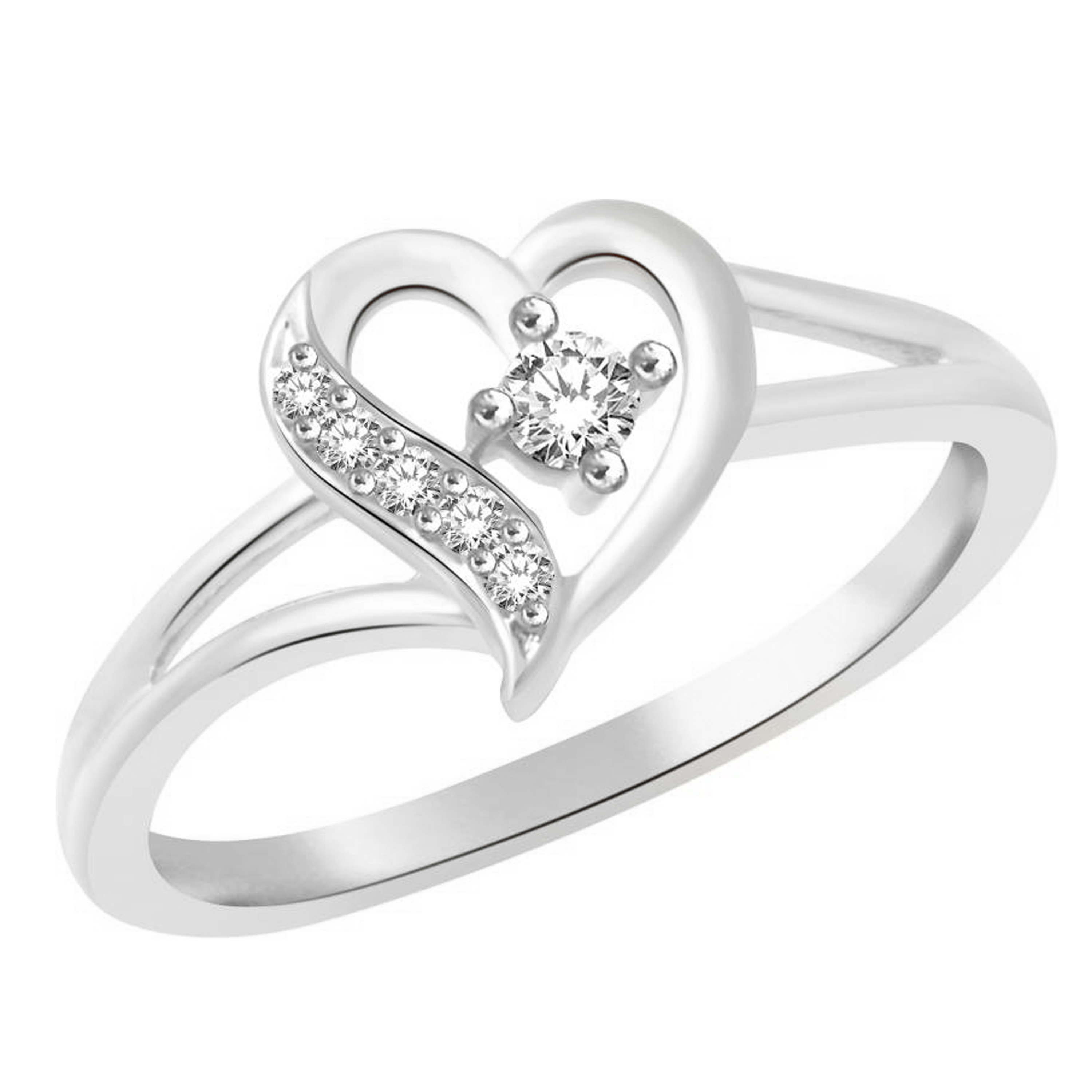 Buy Vidhi Jewels Rhodium Silver Plated Heart Diamond Studded Alloy ...