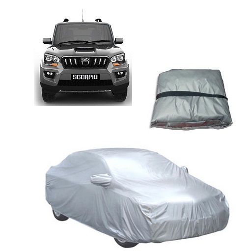 Buy Trigcars Mahindra Scorpio Car Body Cover Silver with Mirror Pockets ...