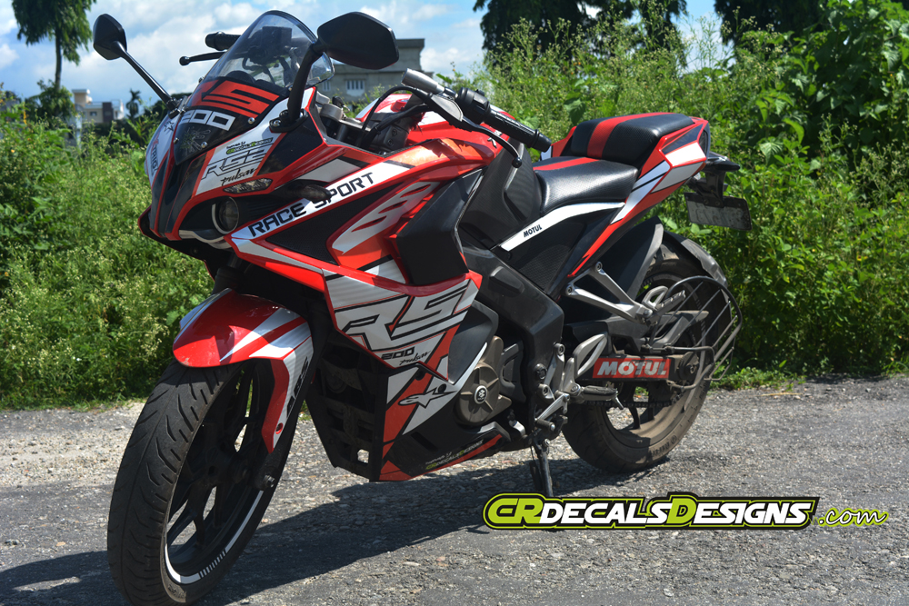 Buy CR Decals PULSAR RS 200 Custom Decals/Stickers Full Body RACE Kit ...