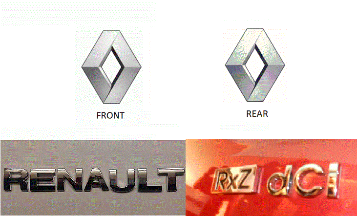 Buy RENAULT DUSTER RXZ DCI CAR MONOGRAM / LOGO / EMBLEM chrome BADGE ...