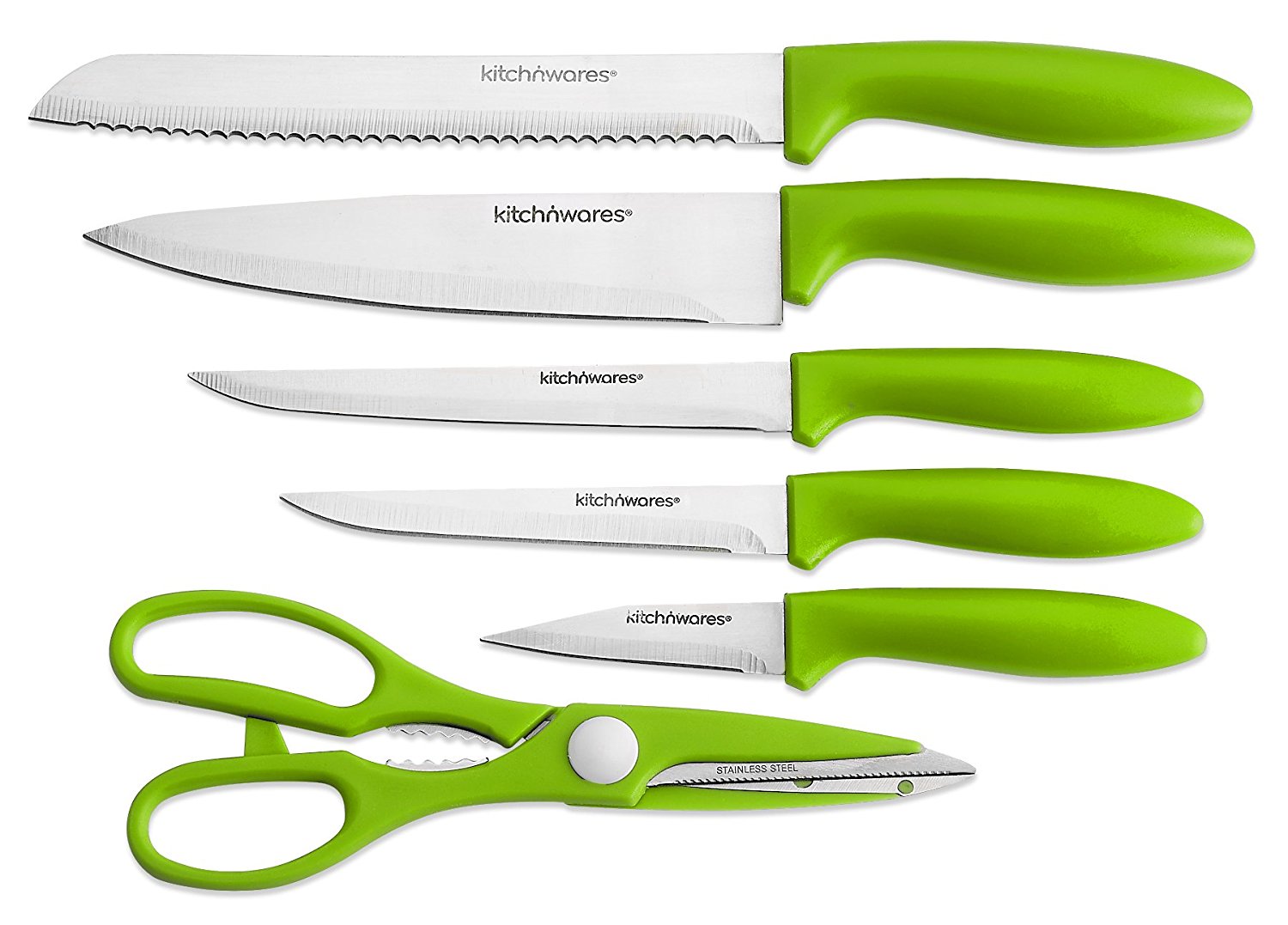 Buy 7 Piece Knife Block Set- Green- For 5 Knives,1 Kitchen Scissor ...